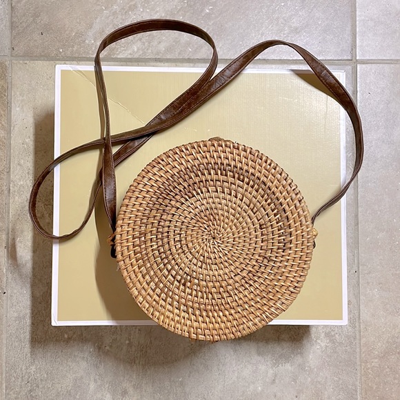 Bags | Handwoven Round Rattan Bag | Poshmark